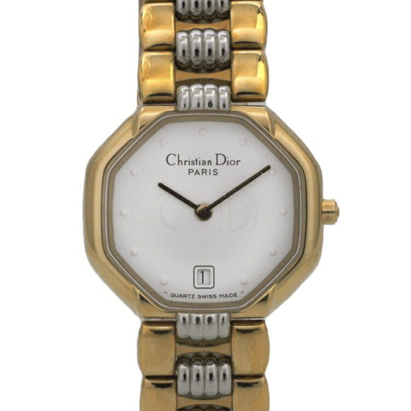 Dior | Accessories | Christian Dior Watch Gold Silver White Octagon 48 ...